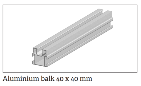 Aluminium balk met dubb. kamer 2200x40x40mm | Snoei Tuinmaterialen